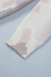 Beige Stain Washed Tie Dye Sweater - Sunny Angela