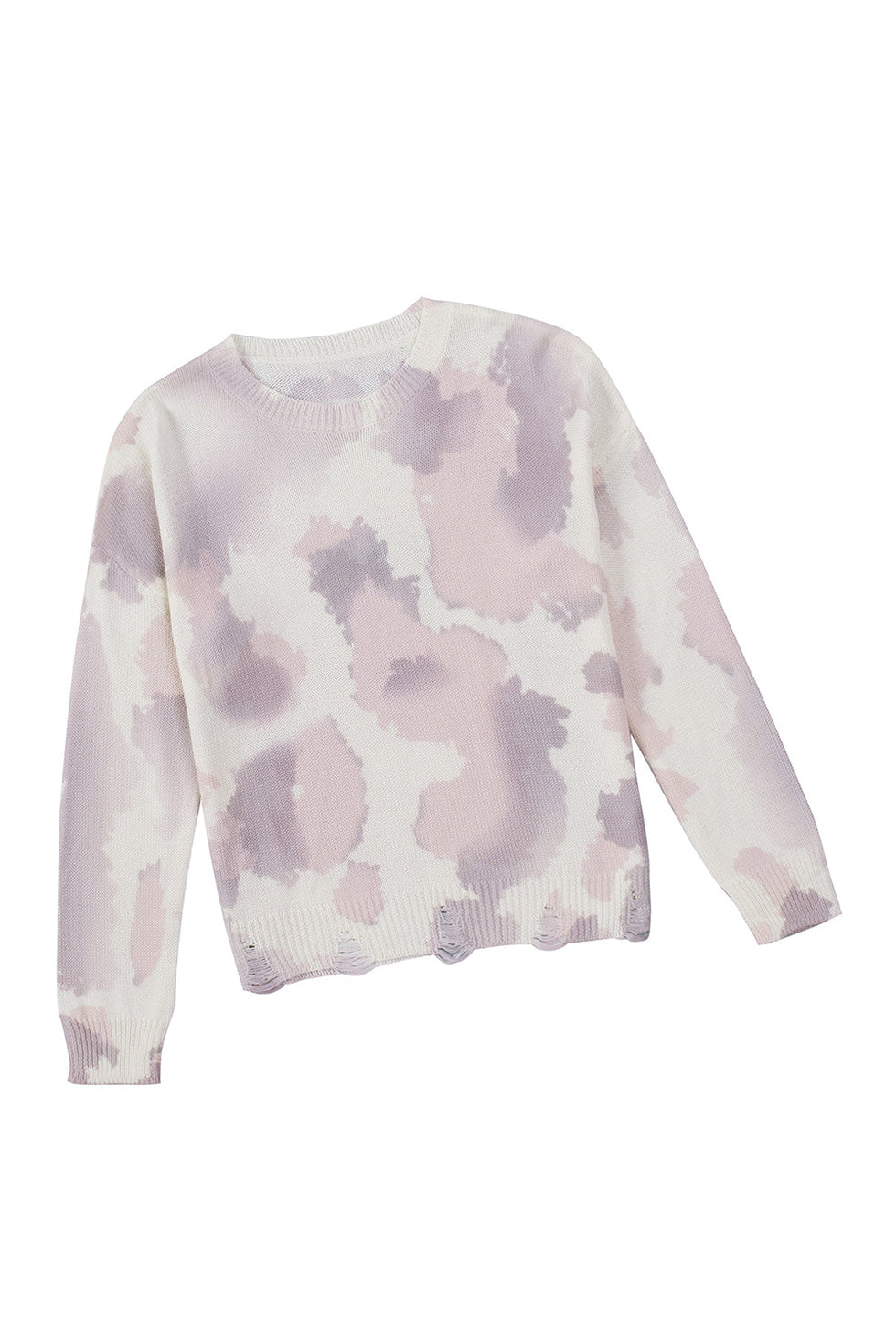 Beige Stain Washed Tie Dye Sweater - Sunny Angela
