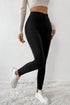Black Crossed Waist Seamed Leg Thermal Leggings - Sunny Angela