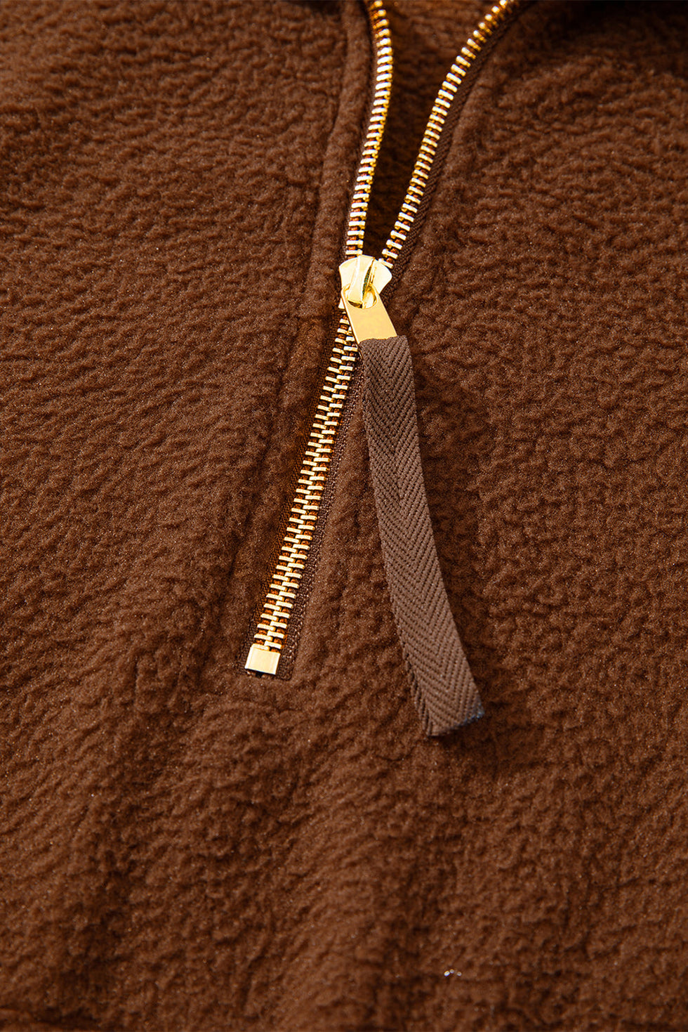 Brown Half Zip Fleece Pullover Sweatshirt - Sunny Angela