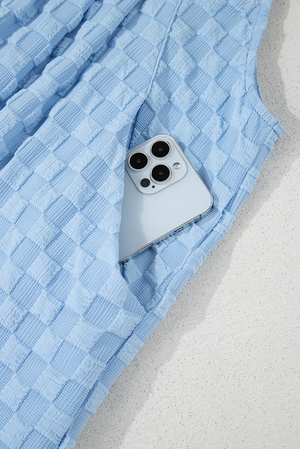 Checkered Pocketed High Waist Wide Leg Overall - Sunny Angela