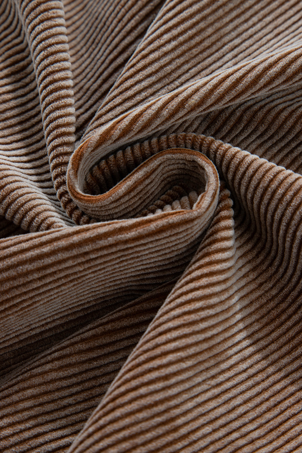 Chestnut Half Zipper Kangaroo Pocket Drawstring Corduroy Hoodie - Sunny ...