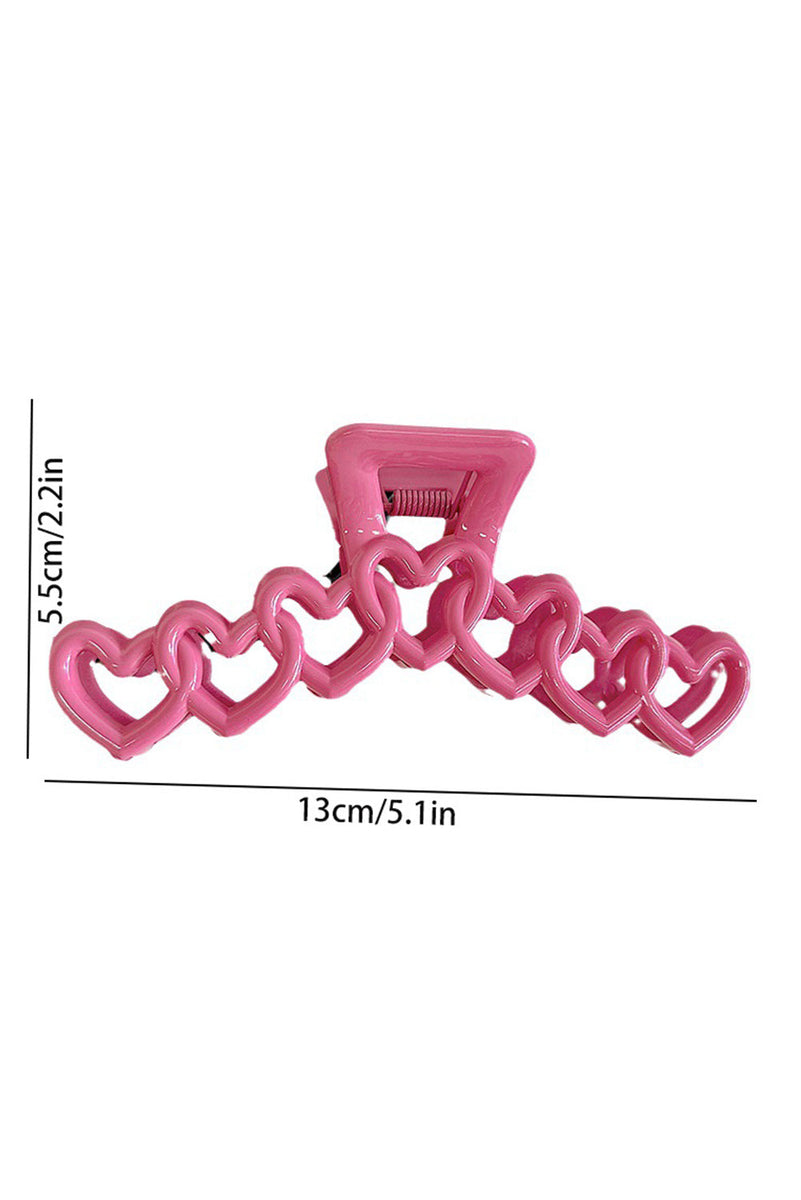 Large Heart Shaped Glossy Finish Plastic Hair Claw - Sunny Angela