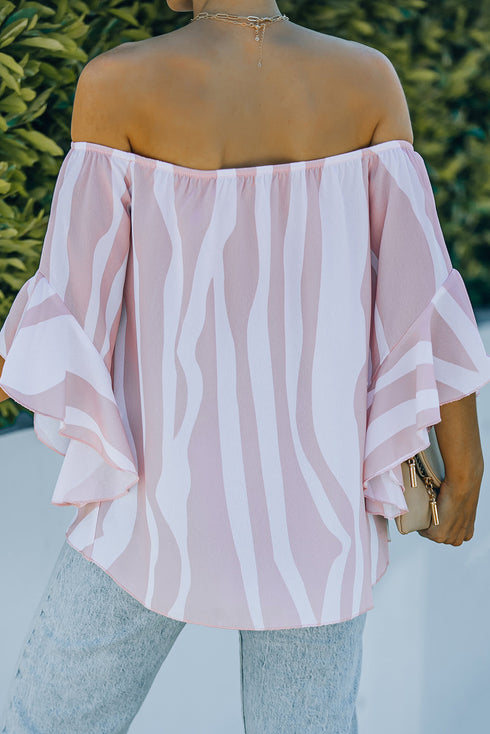 Off The Shoulder Vertical Stripes Blouse - Sunny Angela