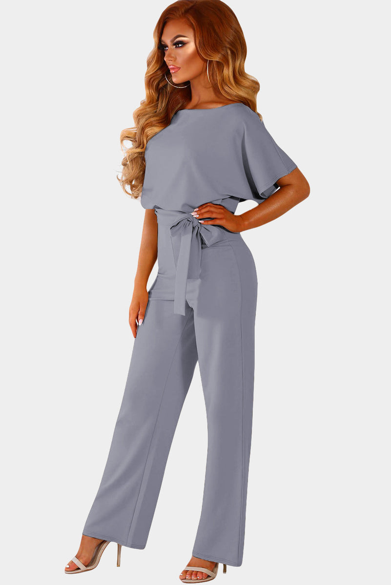 Oh So Glam Belted Wide Leg Jumpsuit - Sunny Angela