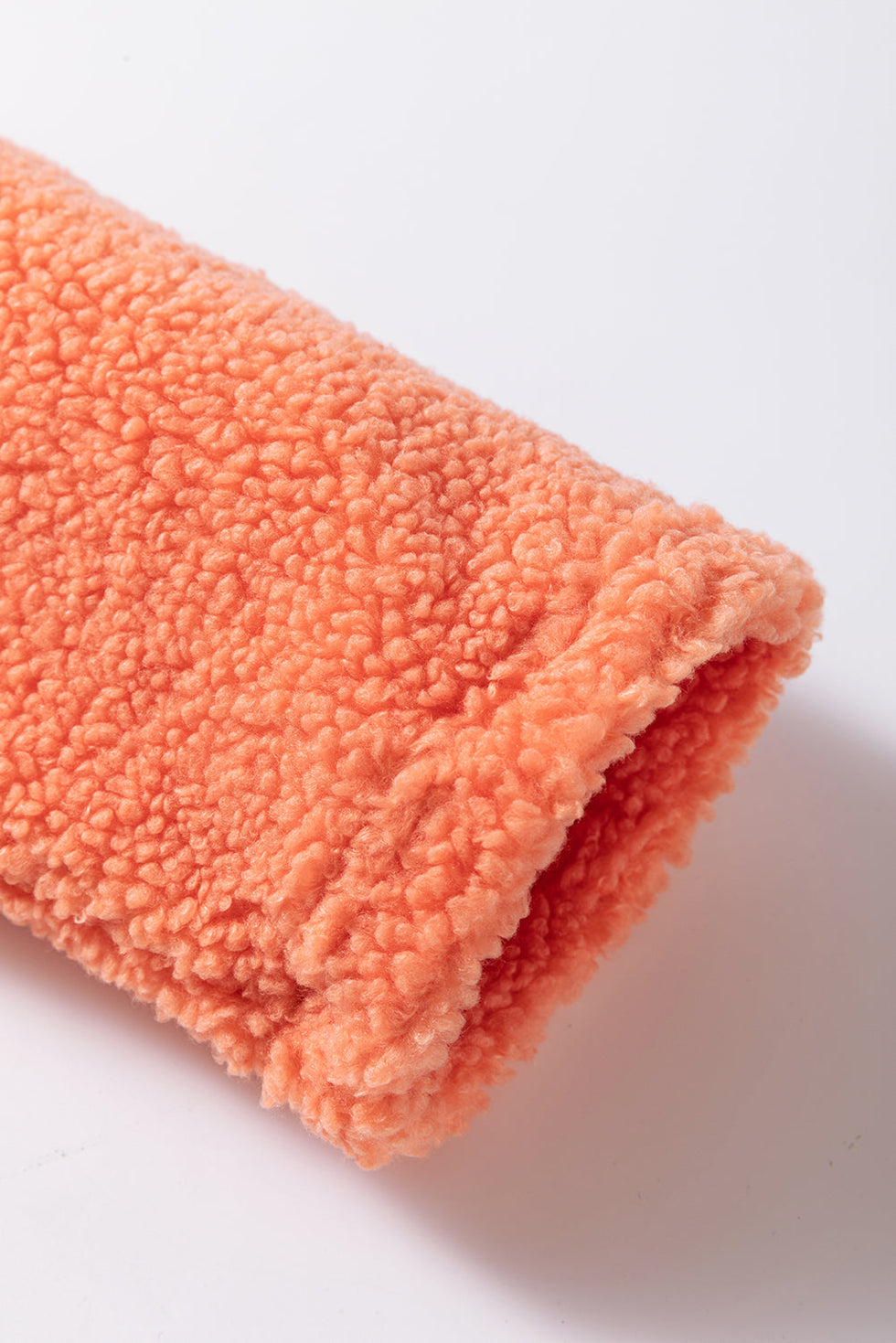 Orange Colorblock Half Zipper Stand Neck Sherpa Sweatshirt - Sunny Angela