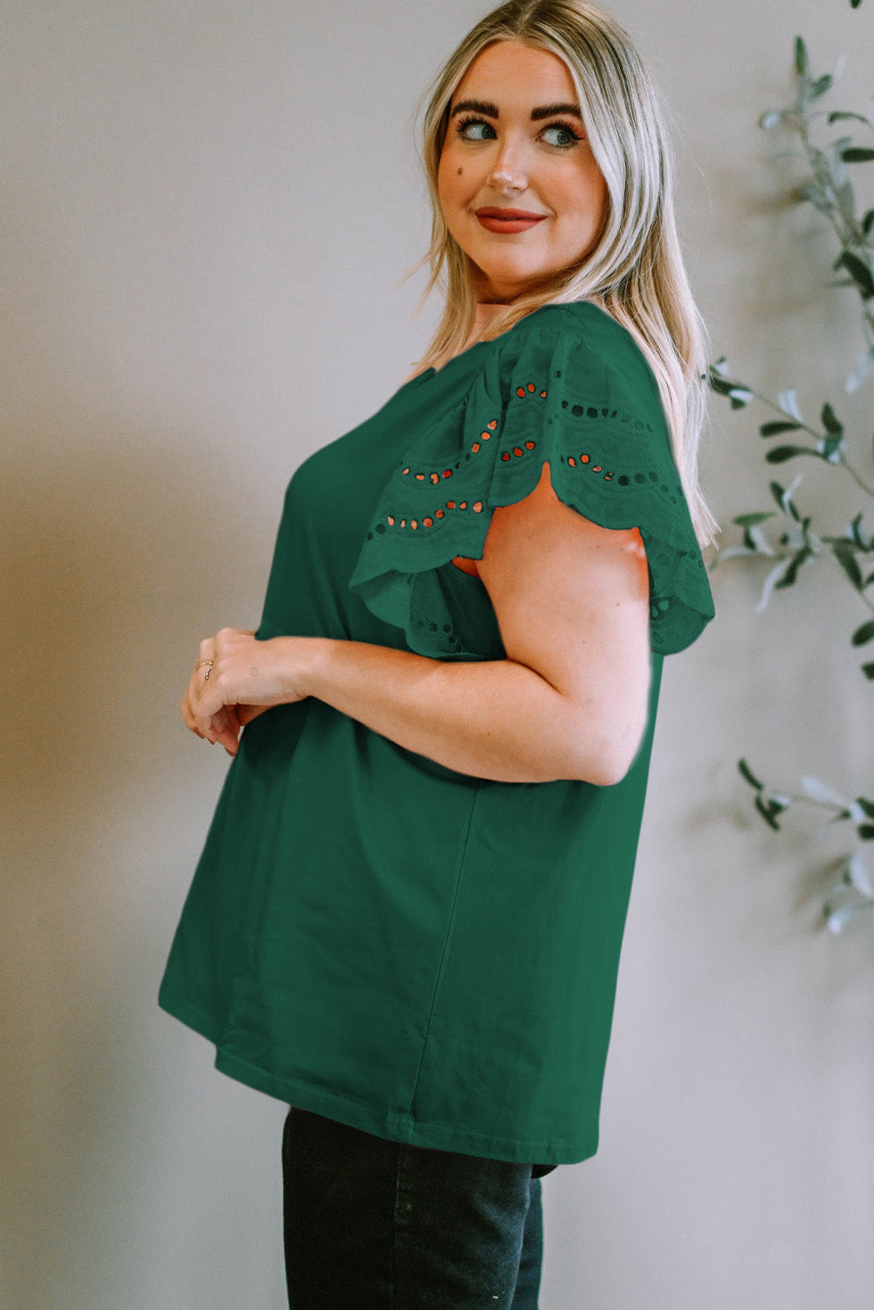 Plus Size Flutter Sleeve Top - Sunny Angela