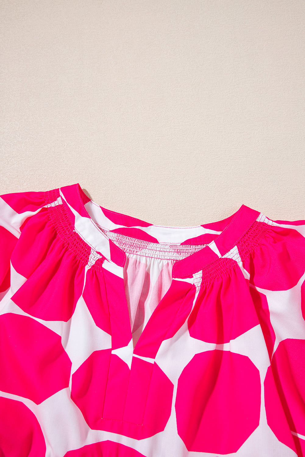 Rose Polka Dot Flutter Sleeve Notched Neck Tiered Flowy Dress - Sunny ...